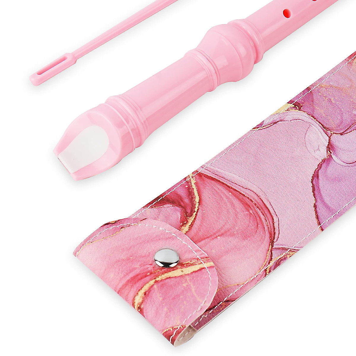 Jasenna Recorder Instrument for Beginner Kids Adults,8-Hole Soprano Descant Recorder Music Flute with with Cleaning Rod & Leather Case For School Student Home Entertainment(2-Pink Splash-ink)