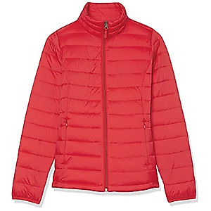 Amazon Essentials Women's Lightweight Long-Sleeve Water-Resistant Puffer Jacket (Available in Plus Size), Red, X-Large