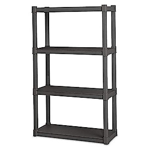 Sterilite 4 Shelf Durable Solid Surface Shelving Unit, Flat Gray (6 Pack)