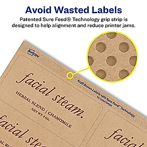 Avery Kraft Brown Rectangle Labels with Sure Feed, 2" x 3.5", 120 Kraft Brown Labels, Print-to-The-Edge, Laser/Inkjet Printable Labels