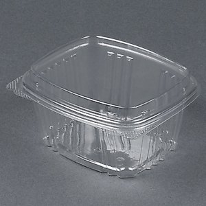 Genpak AD16F | 16oz Clear PET Hinged Deli High Dome Lid Container | Recyclable, Made with up to 30% Post-Consumer Content, BPA Free, Made in The USA | 5.50" x 4.88" x 2.88" Case Count 200