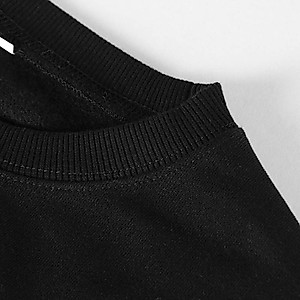 Artfish Women's Crewneck Long Sleeve Workout Casual Cropped Teen Loose Sweatshirts Black S