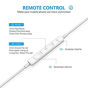 Wired Earbuds/Earphones, In Ear Headphones 3.5mm Jack, Wired Headphones with Microphone and Volume Control High Sound Quality Compatible with iPhone 6s/6/5s/Android/Laptop/PC Most 3.5mm Audio Devices