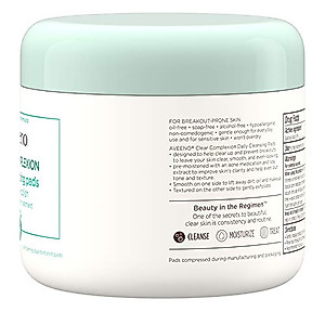 Aveeno Clear Complexion Daily Facial Cleansing Pads with Salicylic Acid Acne Treatment, 28 ct