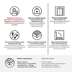 Bestar Pur Murphy, Space-Saving Wall Bed for Multipurpose Guest Room or Home Office, Queen, Rustic Brown