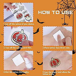 Halloween Tattoos for Kids, 10 Sheets 98 Pcs Glow in the Dark Halloween Temporary Tattoos Stickers for Halloween Party Favors Skeleton Pumpkin Tattoos Kids Prizes Trick or Treat Goodie Bag Stuffers