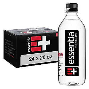 Essentia Bottled Water, Ionized Alkaline Water; 99.9% Pure, Infused with Electrolytes, 9.5 pH or Higher with a Clean, Smooth Taste, 20 Fl Oz (Pack of 24)