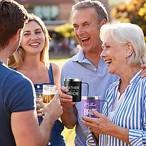 Father of the Bride | Stainless Steel Vacuum Insulated 12oz Mug Cup with Lid | Gift for Dad, Bride, Bridal Shower, Wedding, Engagement Party | Travel Tumbler Bride's Dad Gift - Black