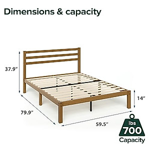 Zinus Leah Bamboo Platform Bed Frame, No Box Spring Needed, Wood Slat Support, Easy Assembly, Queen