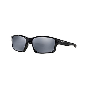 Oakley Men's OO9247 Chainlink Rectangular Sunglasses, Black Ink/Black Iridium Polarized, 57 mm