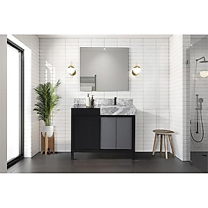 Lexora Home Zilara 42" Single Marble Top Bathroom Vanity with Gun Metal Faucet