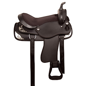 Acerugs 12” 13” 14” 15” 16” 17” 18” WESTERN PLEASURE TRAIL Silver TEXAS STAR LIGHT WEIGHT SYNTHETIC HORSE SADDLE TACK SET PAD (Black, 18" FQHB)