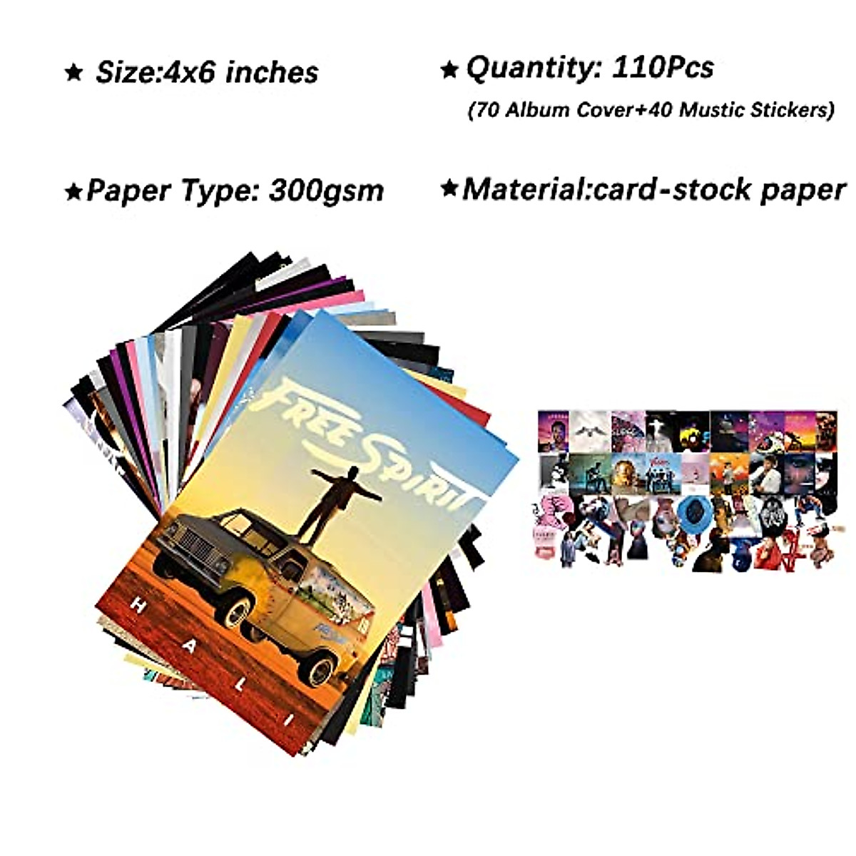 Adzt's 110PCS Album Cover Posters Wall Collage Kit, 70 Music Album Poster 40 Music Album Stickers,Album Style Photo Collection Collage VSCO Bedroom Dorm Decor for Girl and Boy Teens, Small Poster for Room Bedroom Aesthetic