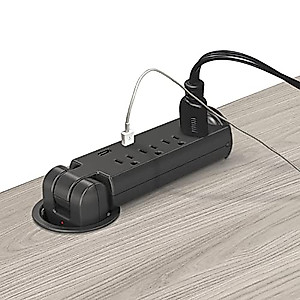 Balt Pop-Up Grommet Power Outlet and USB Charger, Requires a 2.36" (60mm) hole (66666) , Black