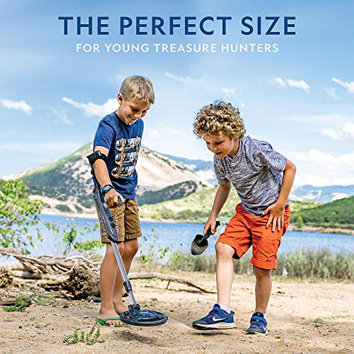 NATIONAL GEOGRAPHIC Junior Metal Detector - Adjustable Metal Detector for Kids with 7.5" Waterproof Dual Coil, Lightweight Design Great for Treasure Hunting Beginners