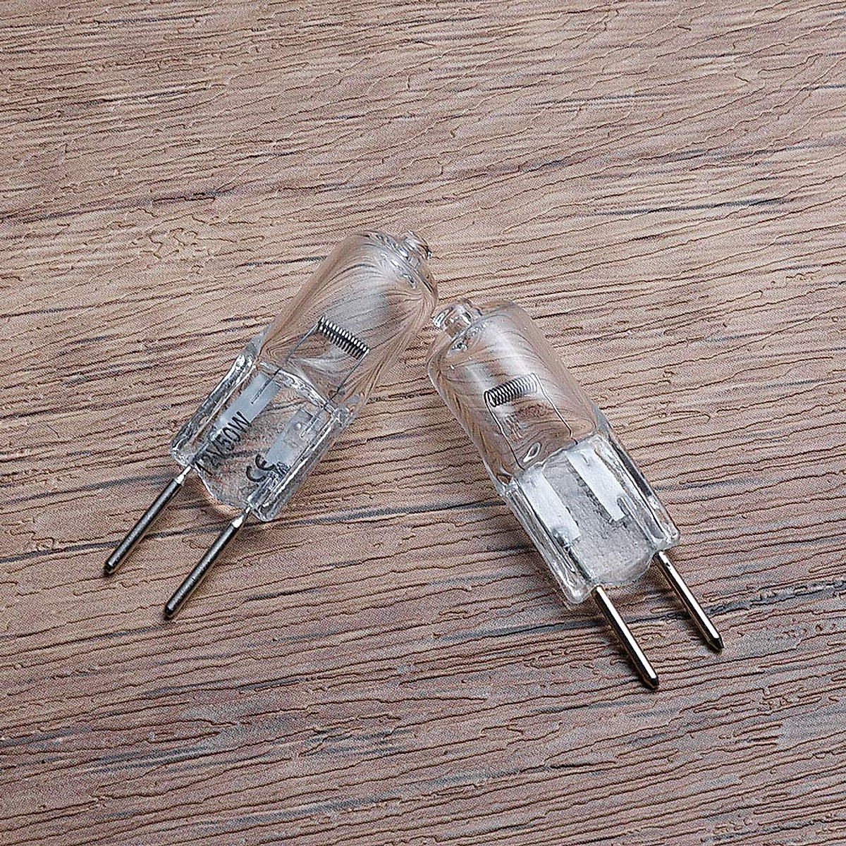 haraqi 12 Pack GY6.35 Halogen Bulbs Bi-Pin 12 Volt 50 Watt, Replacement T4 Tubular JCD Type Bulbs for Ceiling Lights,Table Light,Cabinet Lights