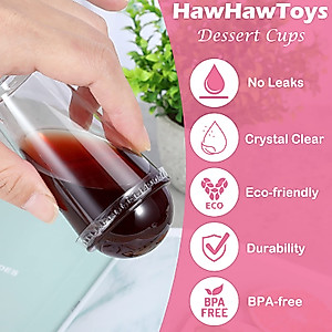 HawHawToys 100 Pack 3 OZ Dessert Cups with Lids and Spoons, Clear Plastic Mini Dessert Shooter Parfait Cups for Party Desserts,Appetizers Serving (100)