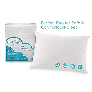 PUREgrace Organic Cotton Toddler Pillow with Pillowcase Natural GOTS Certified - Sensitive Skin Friendly - 100% Eucalyptus Tencel