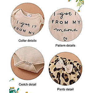 DISAUR Baby Girl Long Sleeve Outfits Apricot Ruffle Romper Leopard Pants Newborn Baby Girl Leave Hospital Outfits