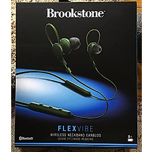 Brookstone FLEXVIBE Wrap-Around Neckband Sports Earbuds Green