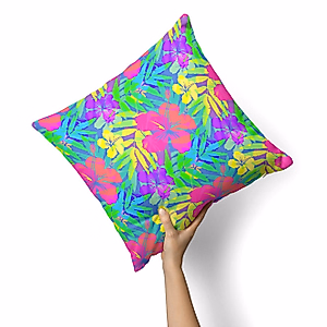 iiRov Summer Design Ink-Fuzed Decorative Throw Pillow - Tropical Fluorescent v1