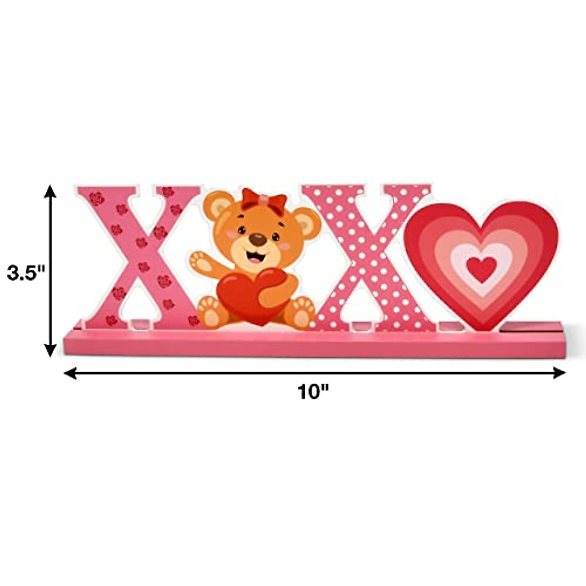 3 Valentines Day Wooden Table Decorations Valentine Centerpiece Pink Heart Love Tabletop Sign Valentine's Gift & Romantic Party Decor for Fireplace Mantle Shelf Office Desk Dining Room Kitchen & Home