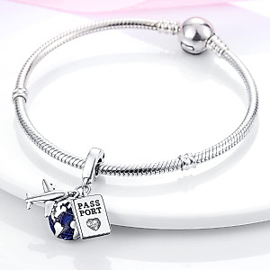MULA 925 Sterling Silver Charms for Bracelets and Necklaces Airplane Passport Dangle Pendants Beads Butterfly Dragonfly Charms Jewelry Charm for Women