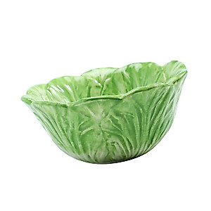 UPKOCH Kids Ceramic Bowl Chinese Cabbage Design Food Bowls Container for Dessert Fruit Salad (Green)