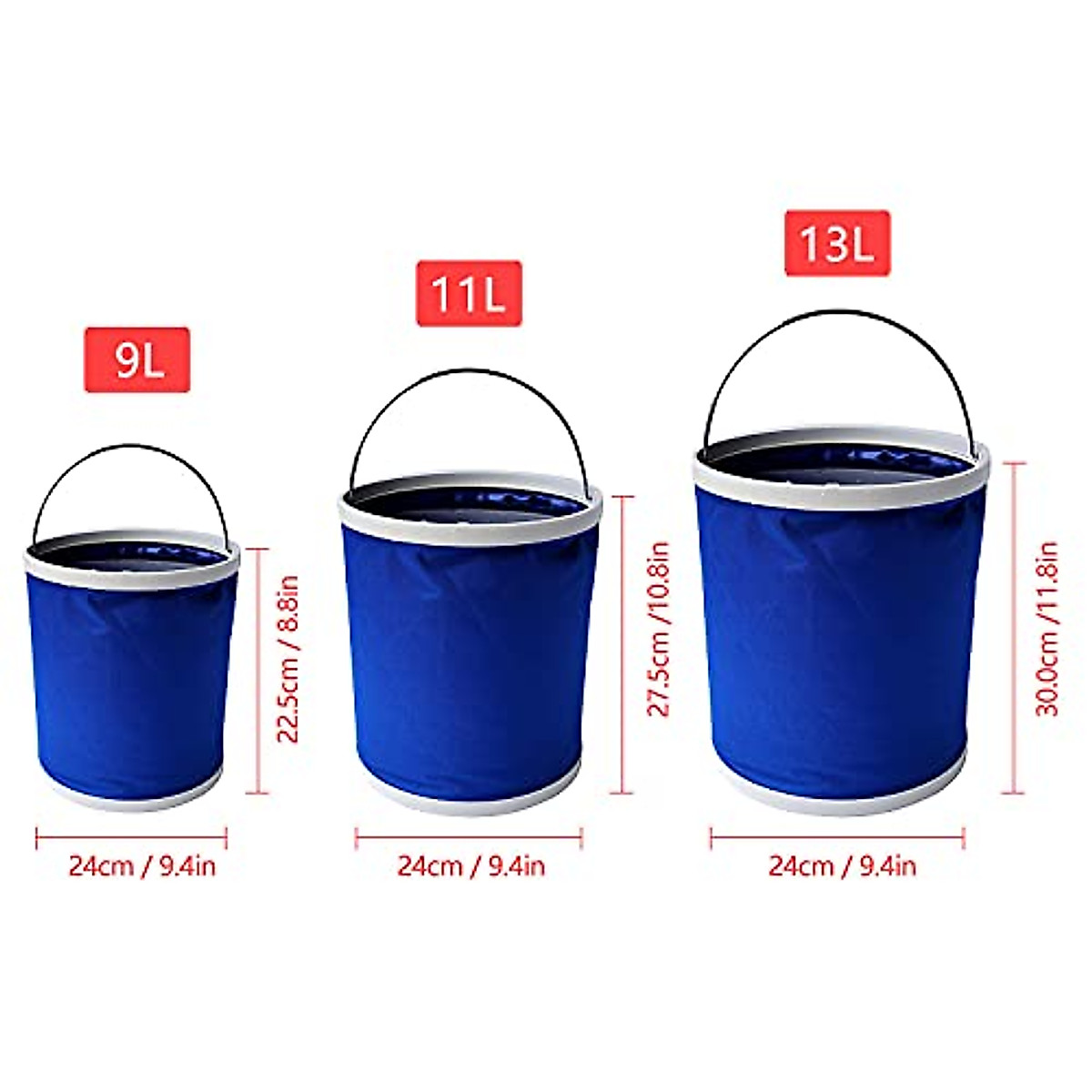 Dxyufazhe Oxford Waterproof Cloth Folding Bucket, Multifunctional Outdoor wash Tool, Great for Car Wash, Hike&Garden (9L, Blue)