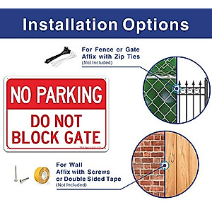 (2 pack) Faittoo No Parking Do Not Block Gate Sign, 10 x 7 Inches rectangle, .040 Rust Free Aluminum, UV Protected and Waterproof, Weather Resistant, Durable Ink, Easy to Mount