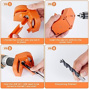Drill Bit Sharpener Multipurpose Drill Bit Grinding Sharpener for All Bits Electric Drill Bit Sharpening Tool with Power Drill Drill Bit Sharpener Grinder Use for Hss Masonry Carbide Metal