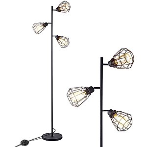 Floor lamp Industrial Floor Lamp 3 Head Lamp Fixture Compatible with Living Room Rustic Floor Lamp with 3 Light Bulbs