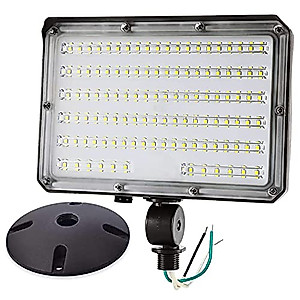 LED Flood Light 80W 10400LM (800W HID Equivalent) Photocell Dusk to Dawn Outdoor with 180° Adjustable Knuckle Mount,with Base for Wall Mount Daylight 5000K IP65 Waterproof ETL Listed for Garden Yard