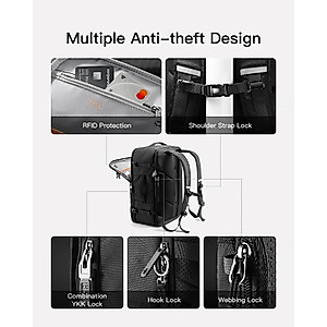 Inateck 42L Multiple Anti-theft Protections Travel Laptop Backpack,Splash-resistant Large Capacity Hand Luggage,Compatible with 17 Inch Laptop,Cabin Backpack for Business Trip and Outdoors