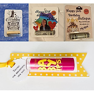 50PCS Money Card Holder Thankgiving Gifts Card Clear Plastic Dome Lip Balm Pouch with Adhesive Tape, DIY Christmas Money Card Chapstick Holder Money Holder Custom Gift Card Holder (50)