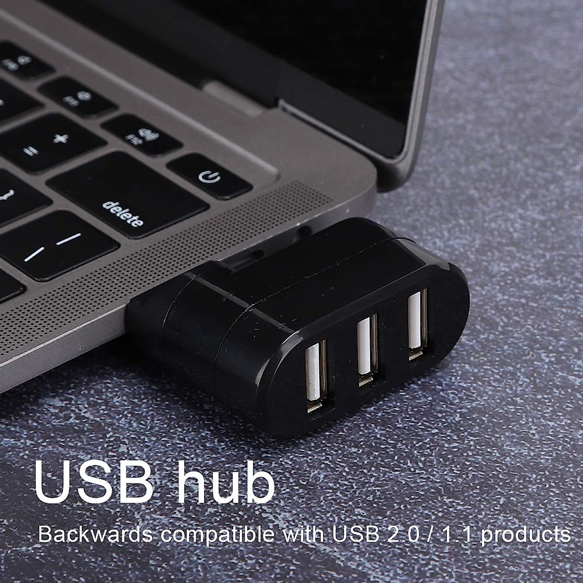 3-port USB HUB2.0 1-to-3 Computer USB Splitter 3-Port Travel USB Wall Charger USB Adapter Charging Station Box Rotatable for Printers, Card Readers, Thumb Drives(Black)