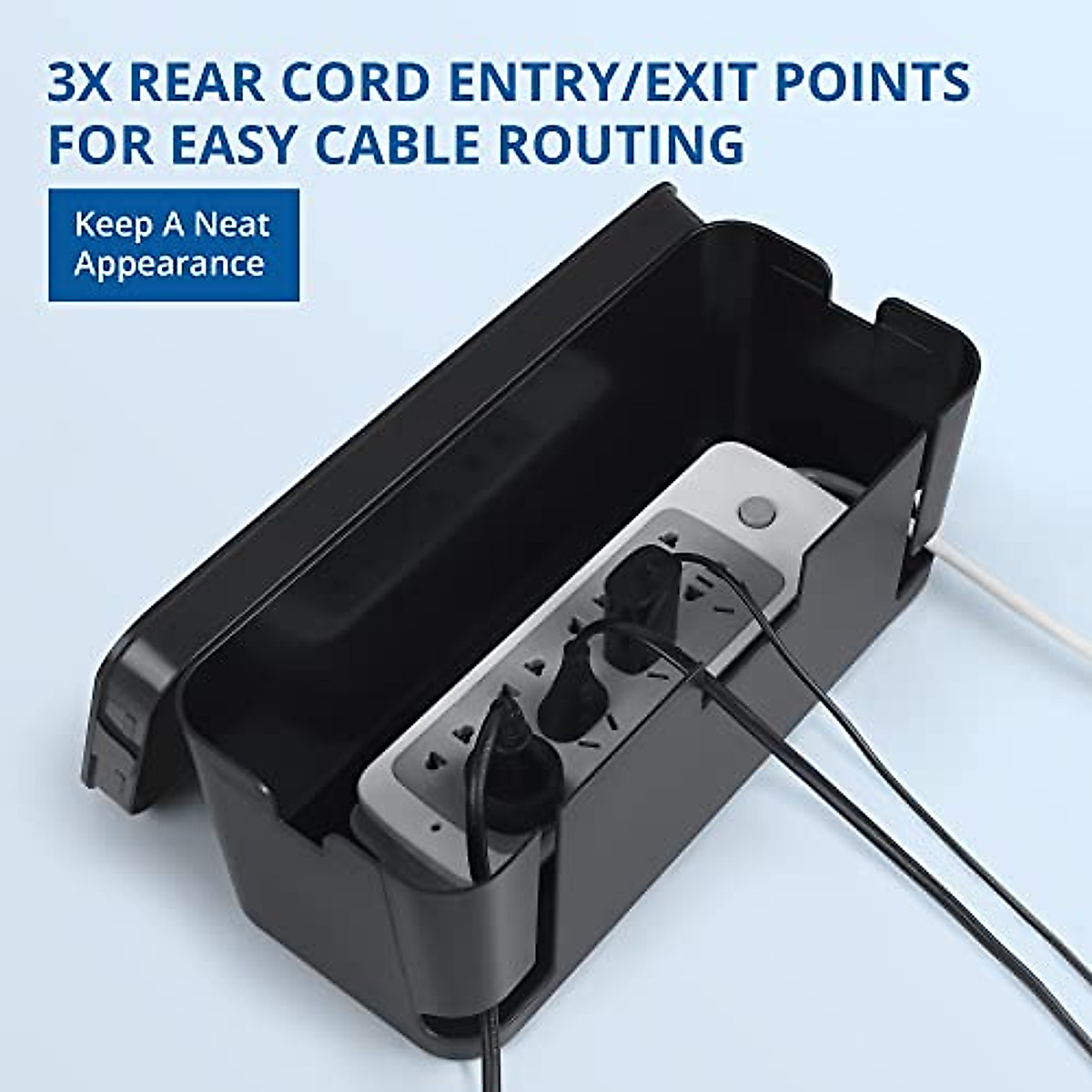 Cable Management Box 2-Pack - Organize & Conceal Power Strips Safely