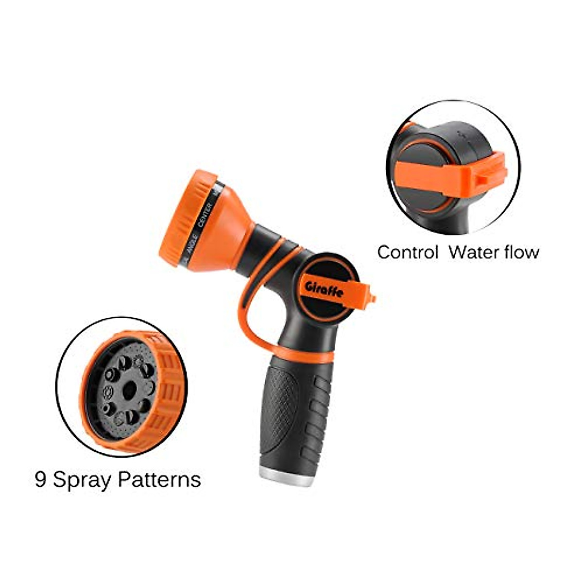 Giraffe Tools Garden Hose Nozzle 9 Pattern Adjustable Sprayer Water Gun for Hose Reel, Car Washing, Dog Washing, Watering