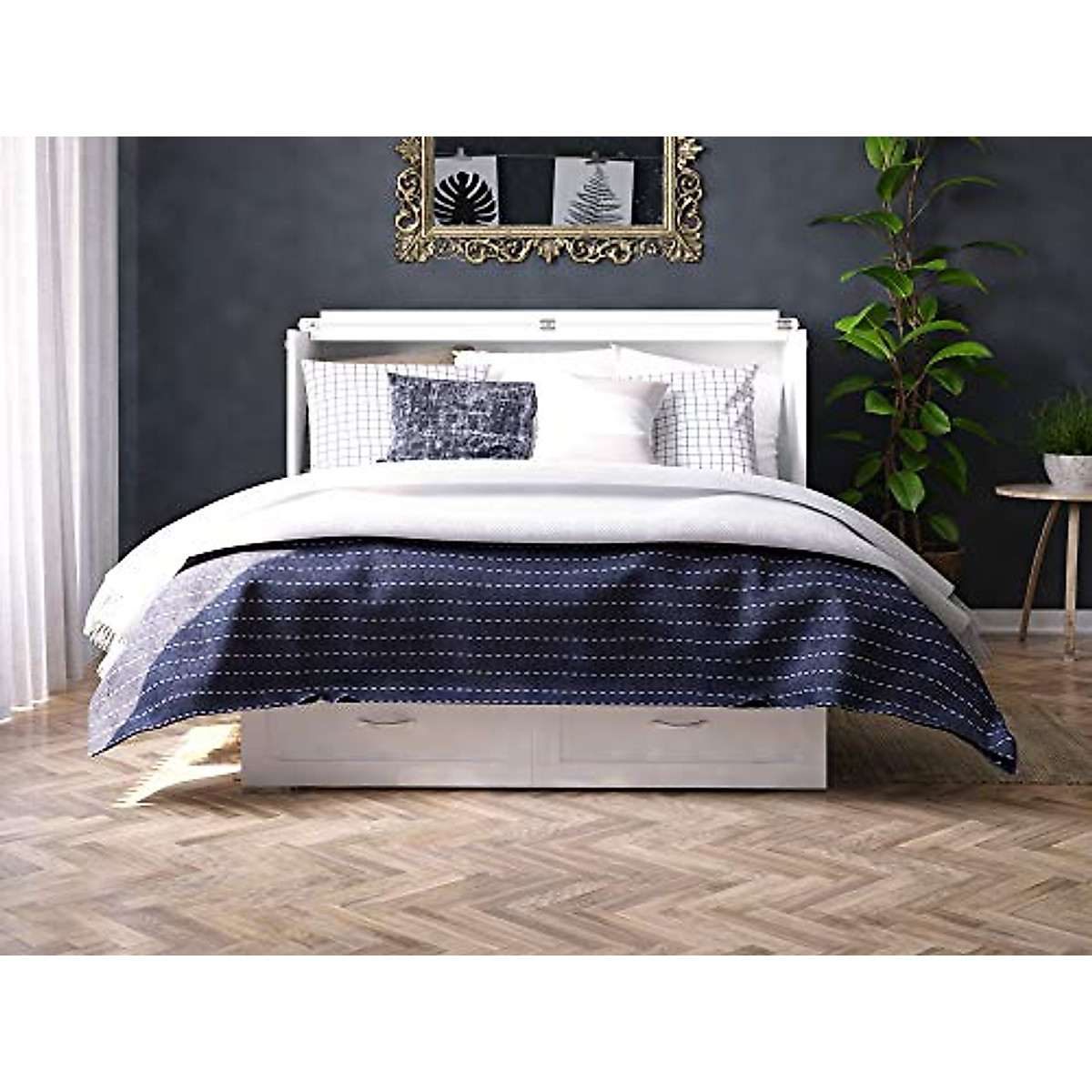 Atlantic Furniture Monroe Murphy Bed Chest with Charging Station, White