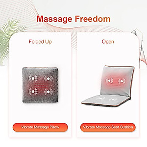 COMFIER Vibration Massage Seat Cushion with Heat,Portable Vibrating Massage Pillow, Back Neck Massager,Gift for Men&Women,4 Vibrating Motors and 2 Heat Levels, Massage Chair Pad for Home Office use
