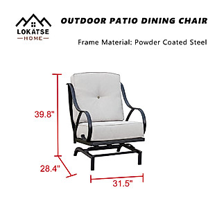 LOKATSE HOME 2 Piece Patio Outdoor Dining Chair Bistro Conversation Set Metal Frame Furniture with Cushion, Beige