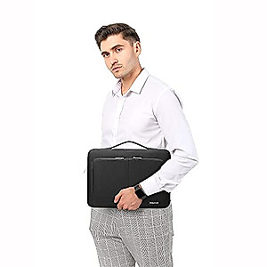MOSISO 360 Protective Laptop Sleeve Bag Compatible with MacBook Air/Pro, 13-13.3 inch Notebook, Compatible with MacBook Pro 14 inch 2023-2021 A2779 M2 A2442 M1 with 2 Same Front Pockets&Belt, Black