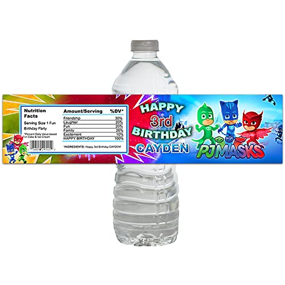 10 Blue and Red Birthday Party Custom WATER BOTTLE LABELS Party Favors Any Age Inspired by PJ Mask