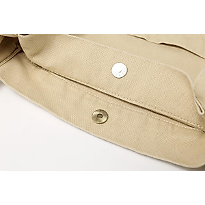 Jeelow Canvas Tote Handbag Shoulder Bucket Hobo Bag Purses For Men Women (Khaki)