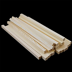 BILLIOTEAM 25 Pack Unfinished Wooden Square Dowel Rod 1/2" x 12" Hardwood Square Dowel Sticks for DIY Crafts Projects,Home Decor