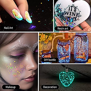 OSBANG Glow in The Dark Glitter 15 Jar - 12 Colors Glow Glitter and 3 Colors Gold Foil Flakes, High Luminous Glitter for Resin Crafts, Cosmetic, Nail, Glowing Dye for DIY