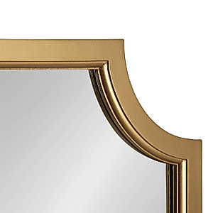 Kate and Laurel Hogan Wood Framed Full-Length Wall Mirror with Scallop Corners, 18x48 Inches, Gold