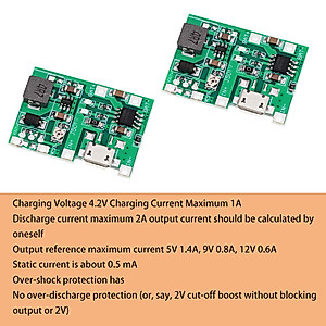 KOOBOOK 5Pcs Micro USB 3.7V Lithium Li-ion 18650 Battery Charging Discharge Module Adjustable Boost Step Up Integrated Module 4.5V-8V to 4.3V-27V