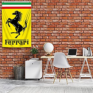 Kasflag Ferrari Flag Banner Vertical Yellow (3x5ft,Heavy Duty, Durable 150D Polyester) Brass Grommets For Outdoor Room Man Cave