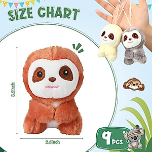 9 Pcs Mini Sloth Stuffed Animal Sloth Birthday Party Supplies Small Baby Shower Sloth Gifts Soft Huggable Adorable Jungle Animal Plush Toys Set for Party Favors Award 4 Inches (Brown, Gray, Beige)